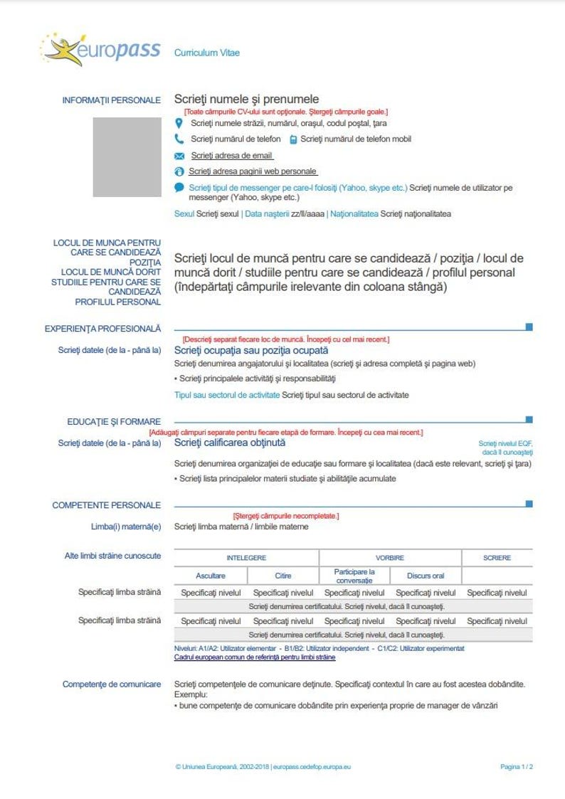 Europass CV Englesh - Etsy