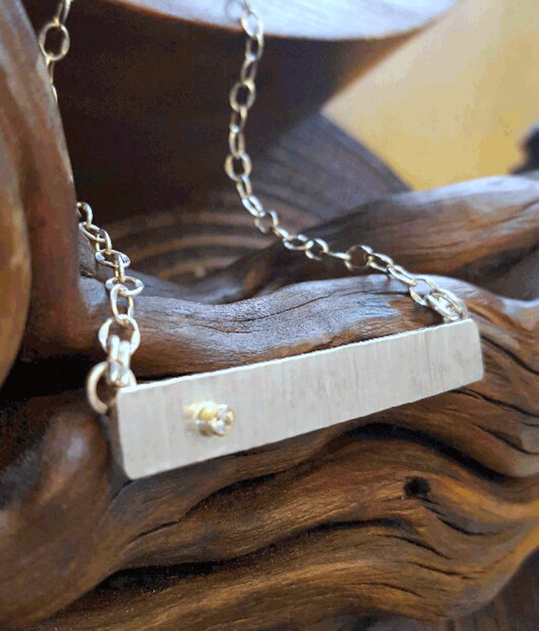 Sterling Silver Bar Necklace - Etsy