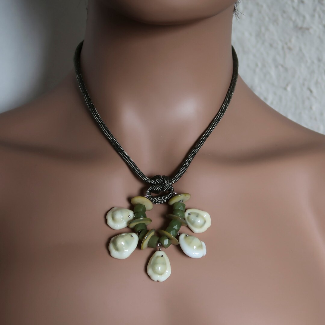 Neckpiece shell Game Cowrie Shells Serpentine - Etsy