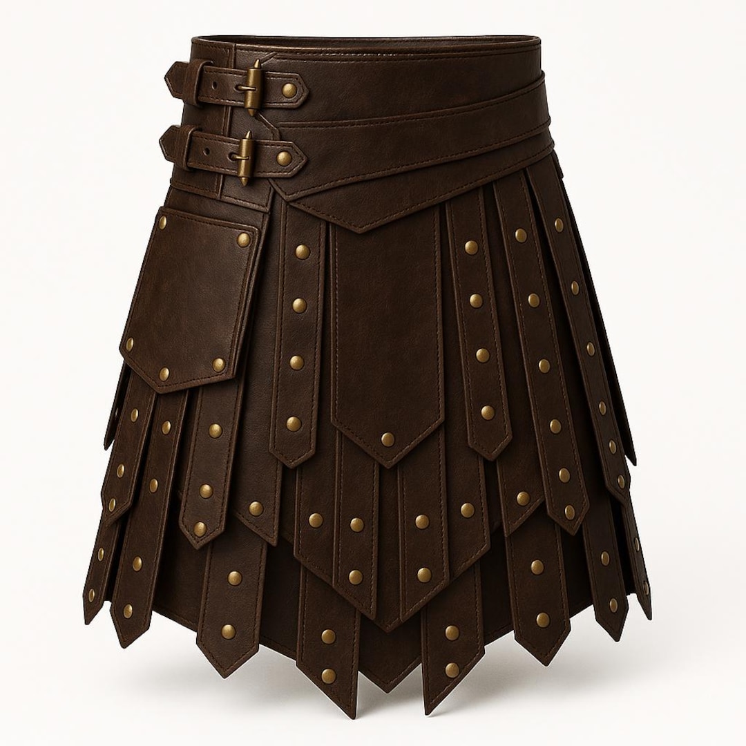 Handcrafted Real Leather Warrior Kilt – Medieval Roman Gladiator Skirt ...