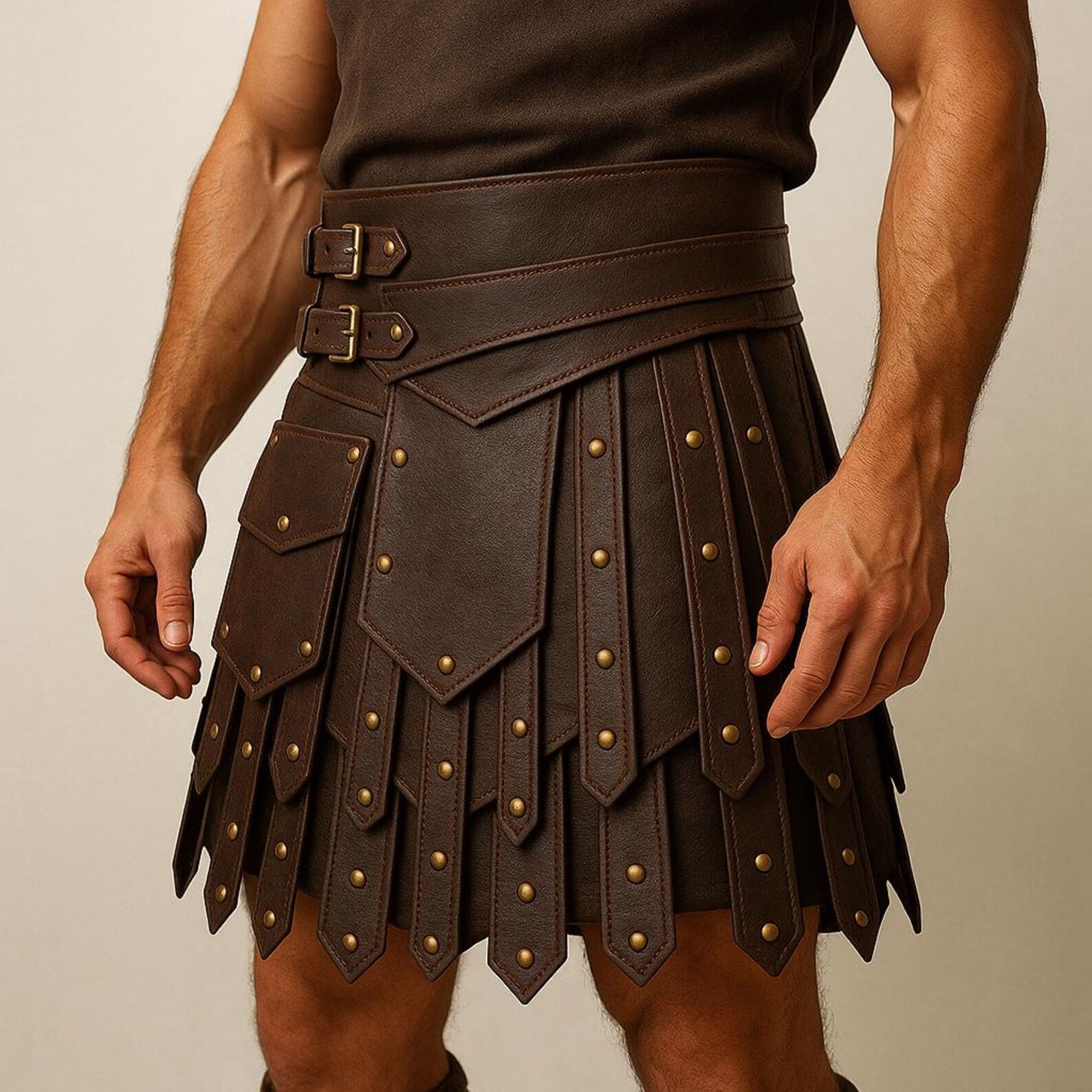 Handcrafted Real Leather Warrior Kilt – Medieval Roman Gladiator Skirt ...