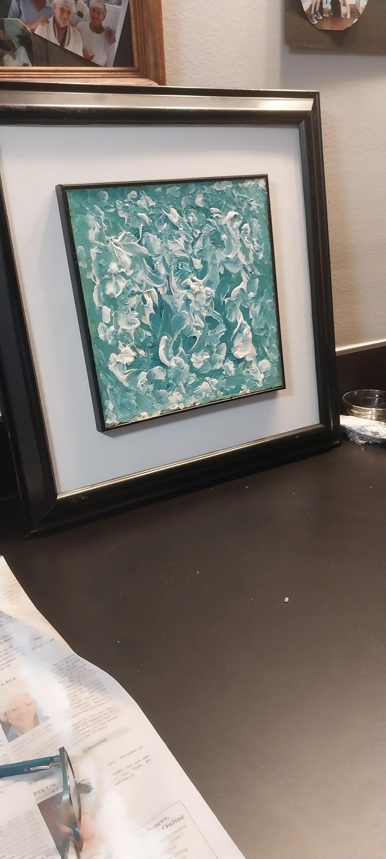 Aqua Abstract Art Print: 12x12 Black Gallery Frame - Etsy