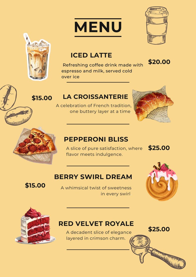 Editable Cafe Menu Template: Modern Coffee Shop Price List (canva ...