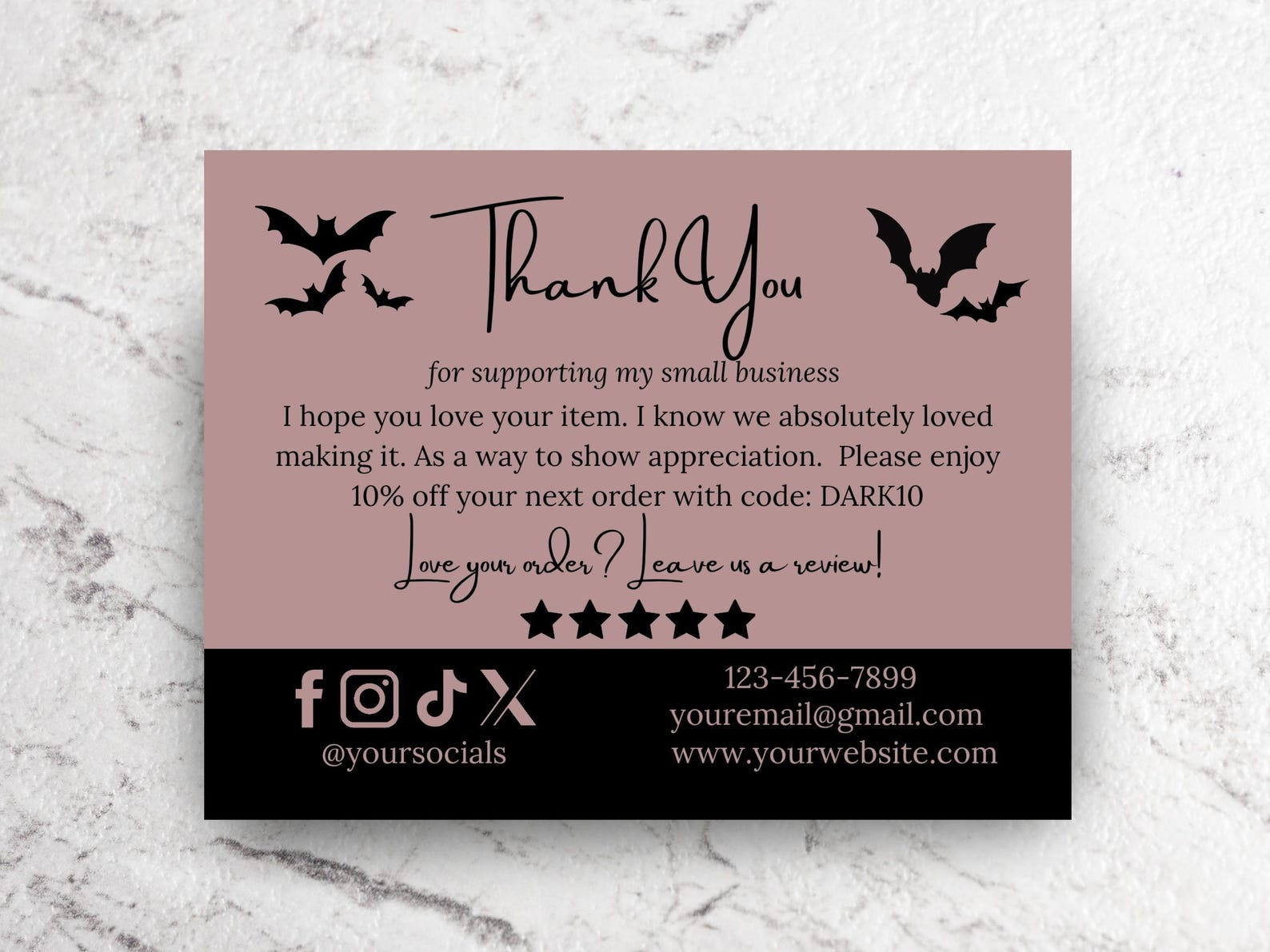 Gothic Thank You Business Card Template | Instant Download - Etsy