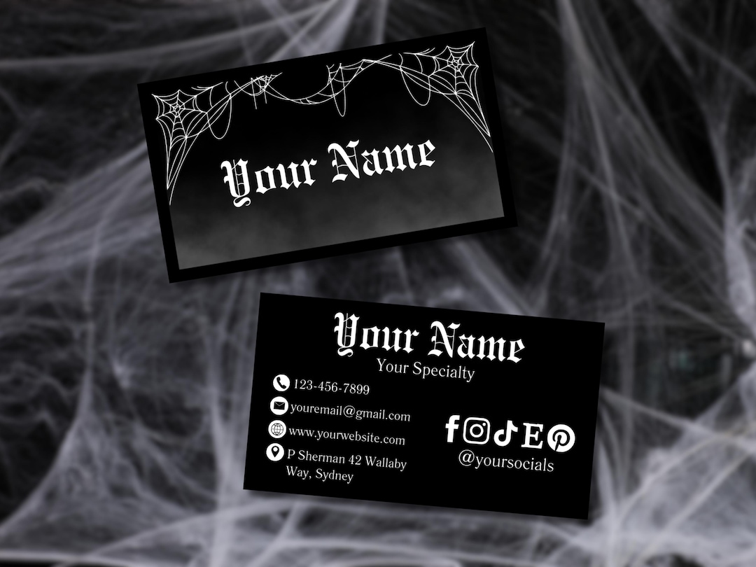 Goth Spooky Business Card Template | Editable Canva Design | Instant ...