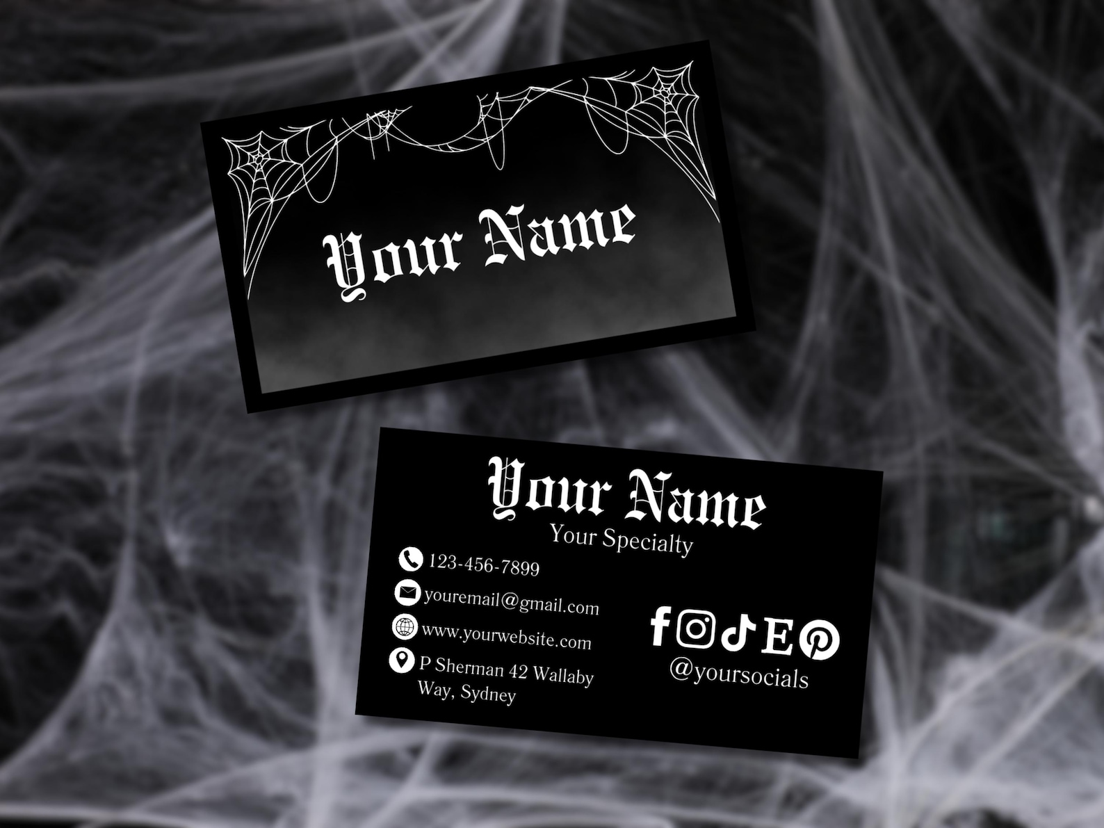 Goth Spooky Business Card Template | Editable Canva Design | Instant ...