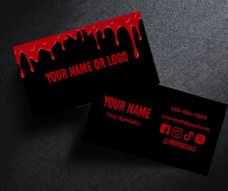 Dripping Blood Business Card Template | Goth Business Card | Spooky ...