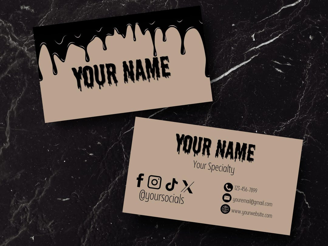 Drip Effect Goth Business Card Template | Instant Download | Editable ...