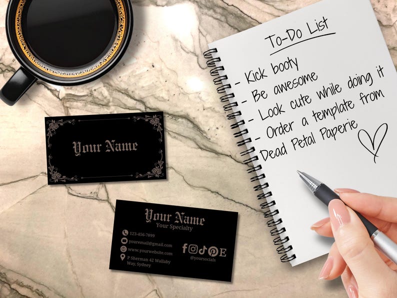 Gothic Vintage Border Business Card Template – Black & Dark Taupe ...