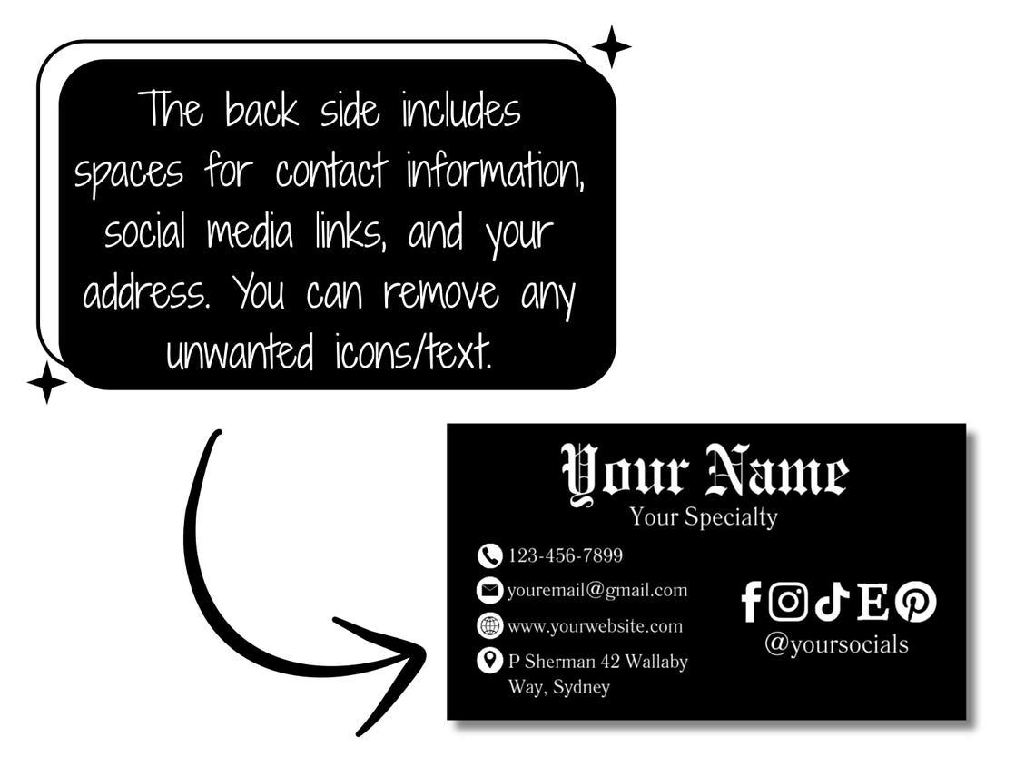 Goth Spooky Business Card Template | Editable Canva Design | Instant ...