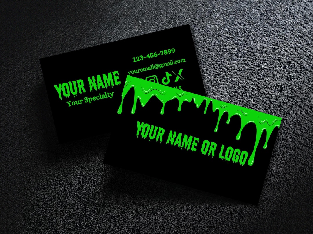 Dripping Green Business Card Template | Goth | Horror | Canva | Instant ...