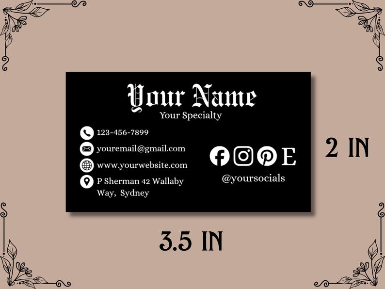 Skeleton Heart Business Card Template | Goth Dark Romantic, Editable ...