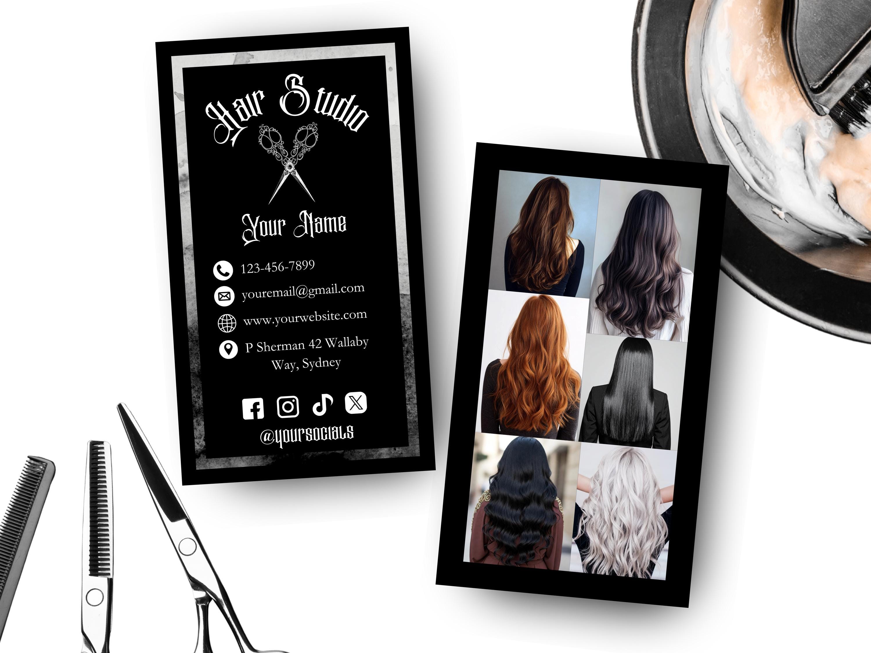 Goth Hair Stylist Business Card Template: Shears Design (instant ...