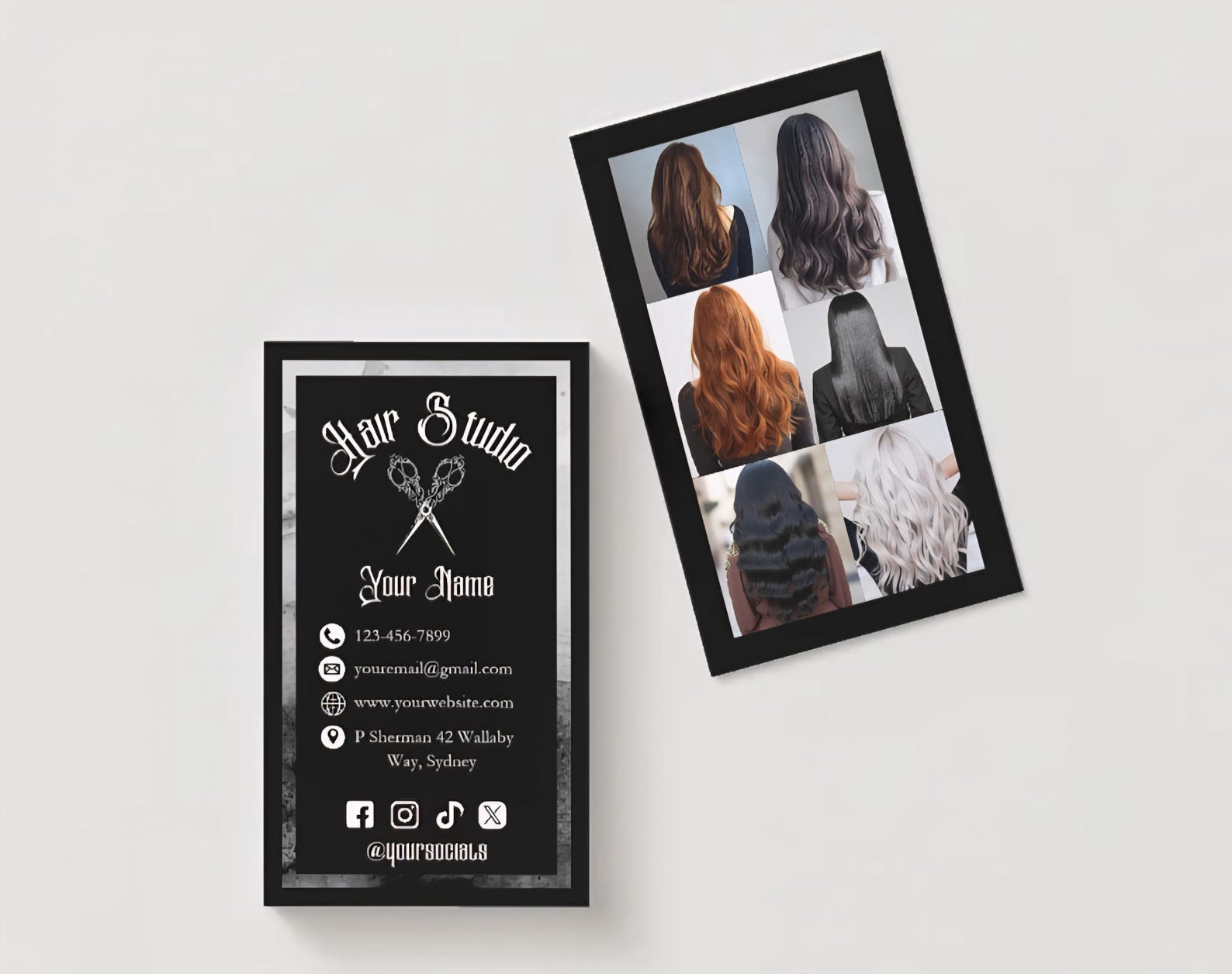 Goth Hair Stylist Business Card Template: Shears Design (instant ...