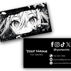 Anime Eyes Business Card Template: Grunge Goth Design (editable ...
