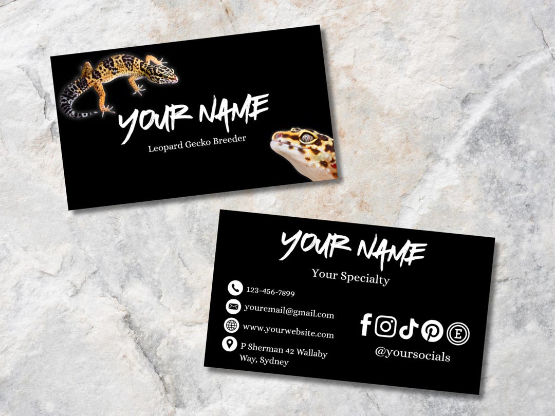 Leopard Gecko Business Card Template | Reptile Breeder | Exotic Pet ...