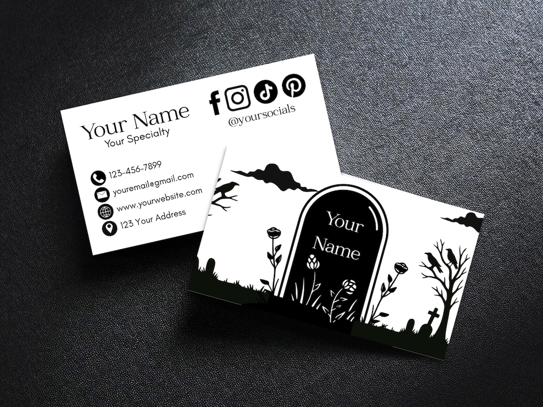 Spooky Tombstone Business Card Template | Gothic Editable Design ...