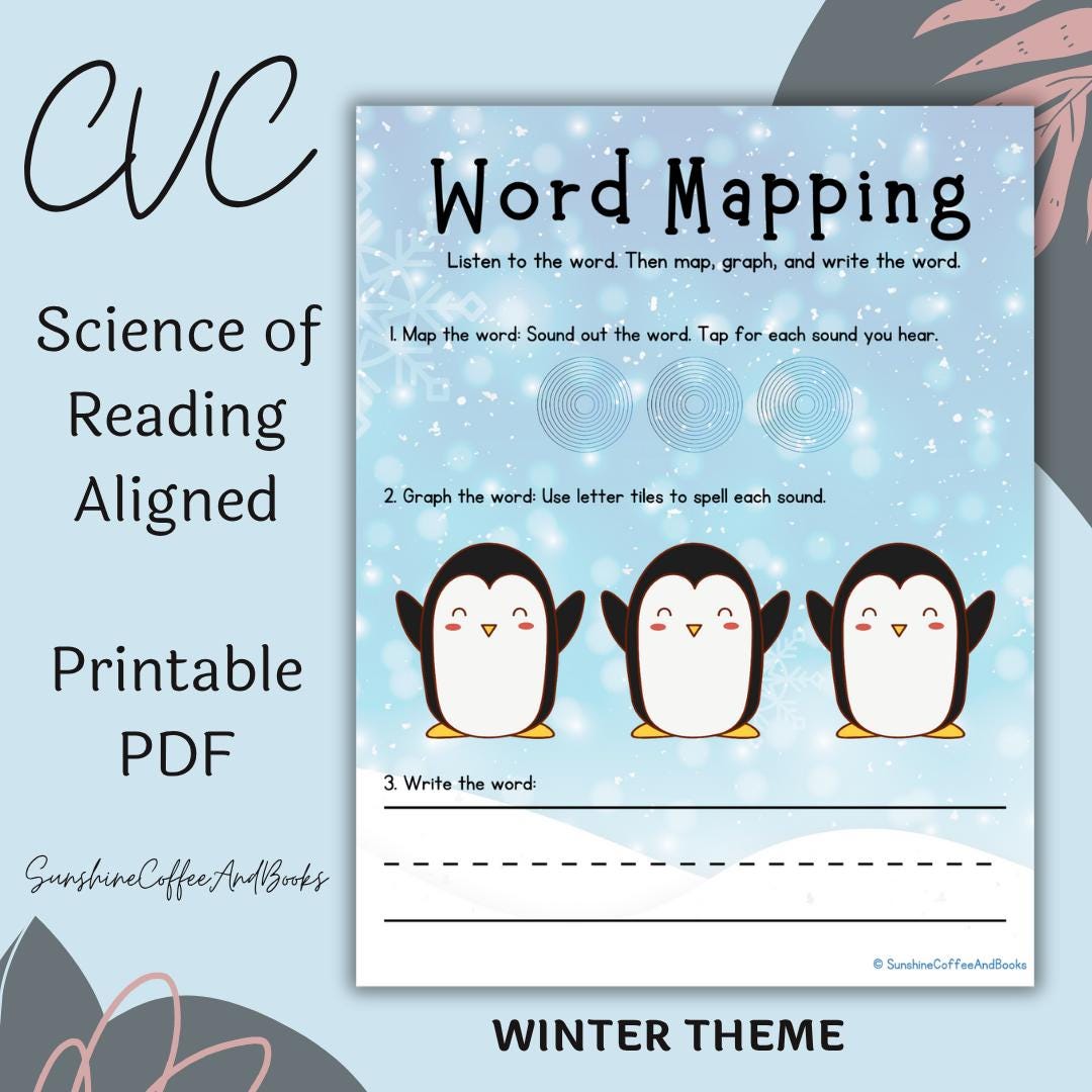 Winter CVC Word Mapping Worksheet: Penguin Theme (PDF Download) - Etsy