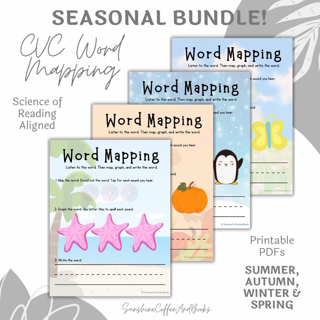 Seasonal CVC Word Mapping Bundle: Phonics Worksheets (PDF Download ...
