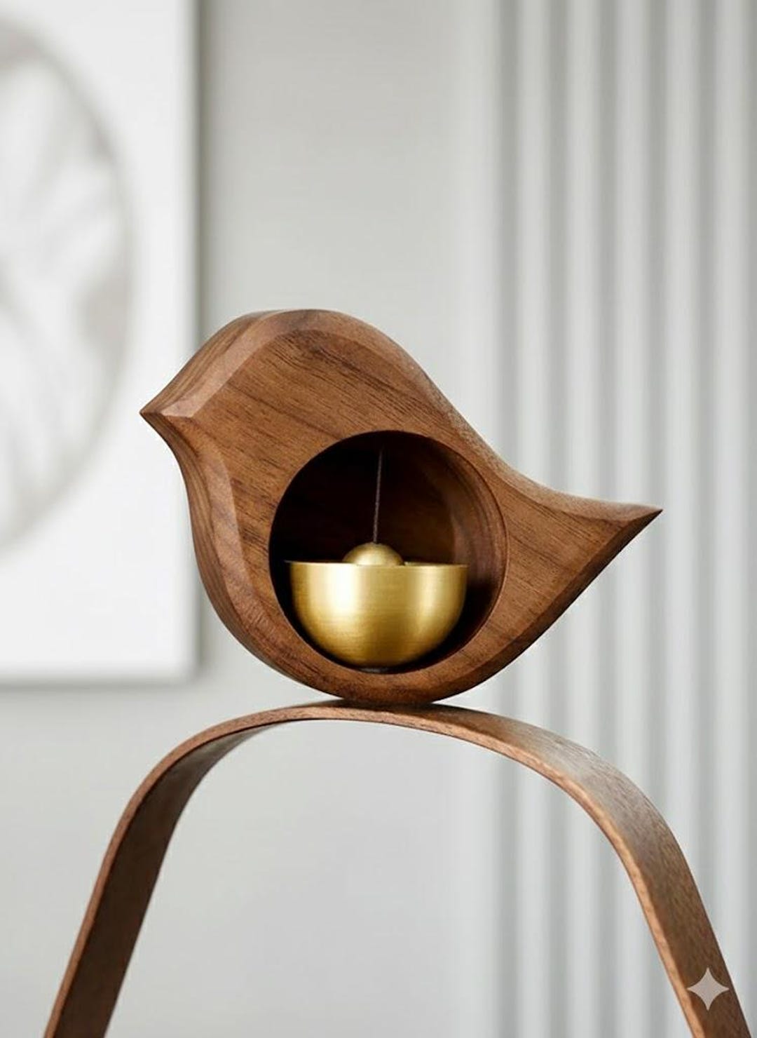 Handmade Wooden Bird Meditation Bell: Minimalist Brass Chime - Etsy