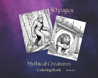 Mythical Folklore Creatures Coloring Book Page Bundle , Legendary ...