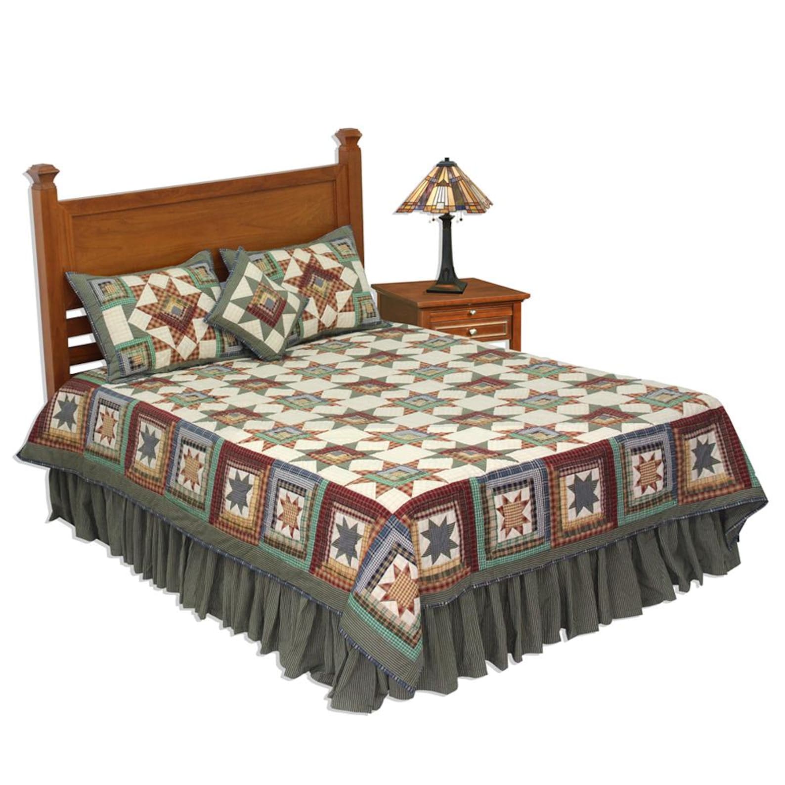 Handmade Rustic Star Quilt: Patchwork Cotton Bedding, Reversible ...