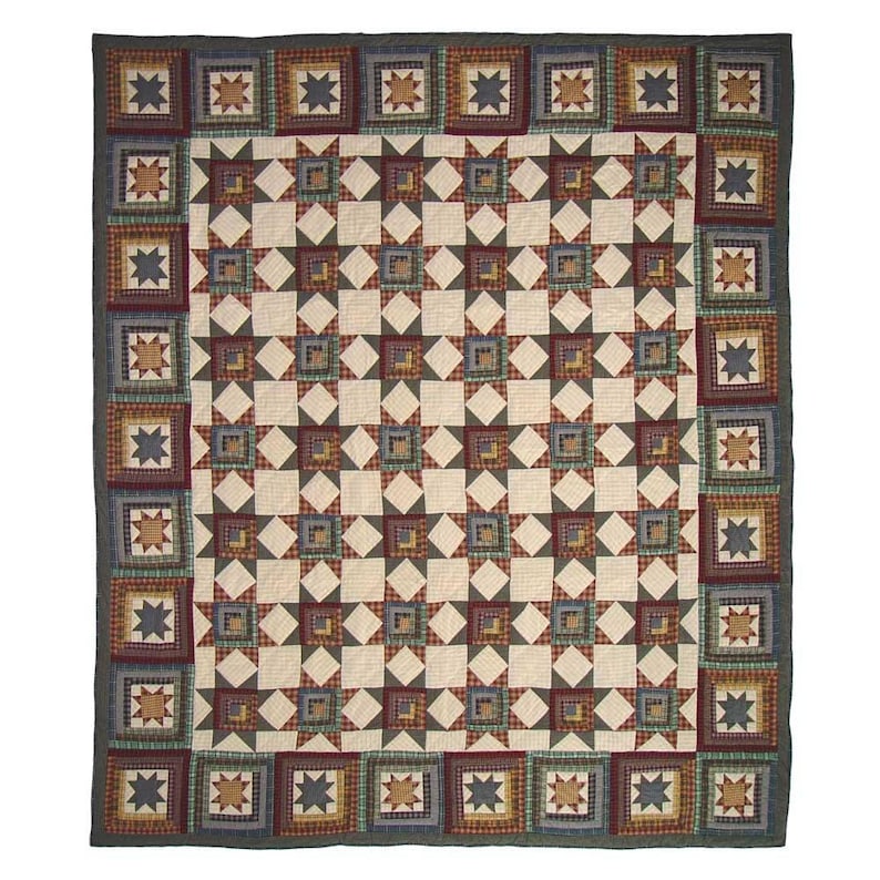 Handmade Rustic Star Quilt: Patchwork Cotton Bedding, Reversible ...