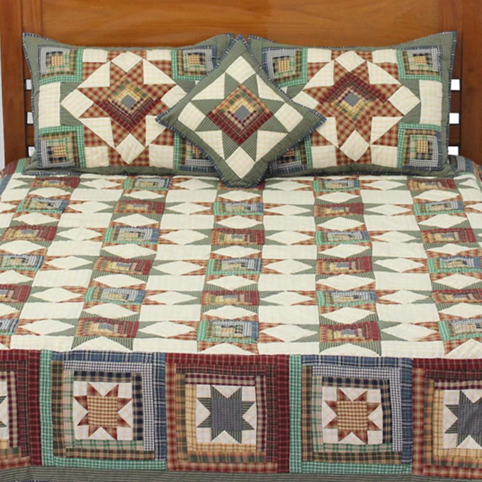 Handmade Rustic Star Quilt: Patchwork Cotton Bedding, Reversible ...