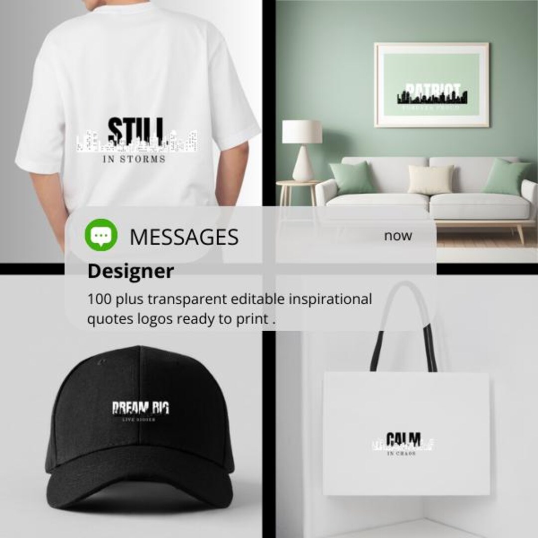 100 Inspirational Quotes Transparent Editable PNG Bundle| POD, T-shirt ...