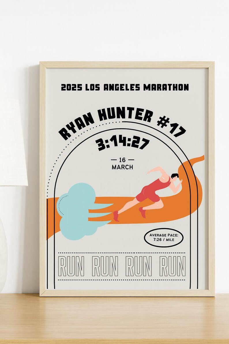 Personalized Marathon Poster Digital Download | Custom Race Stats | Any ...