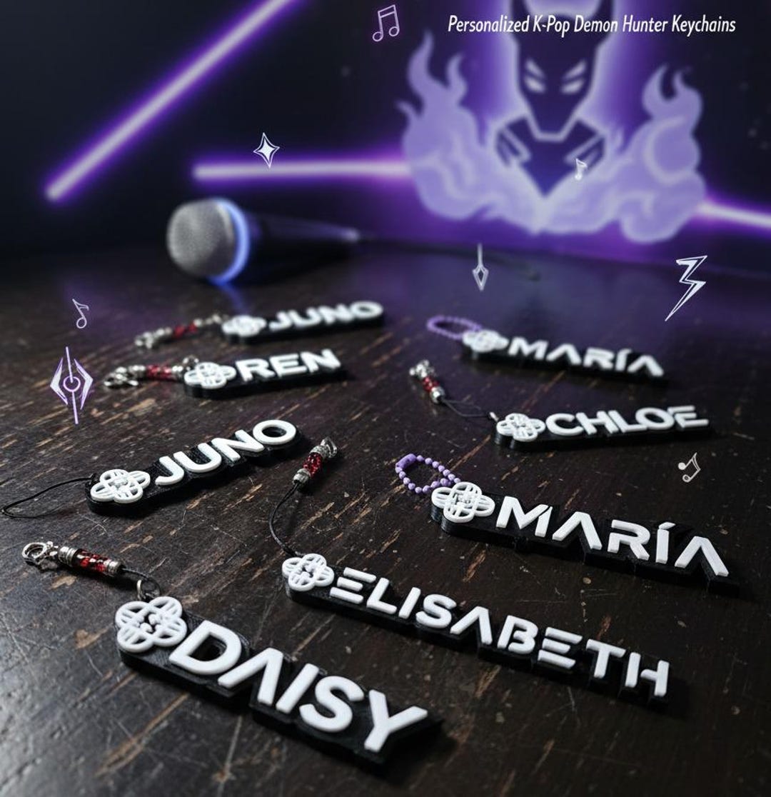 Huntrix Kpop Keychains With Your Name Personalized K-pop Demon Hunters ...