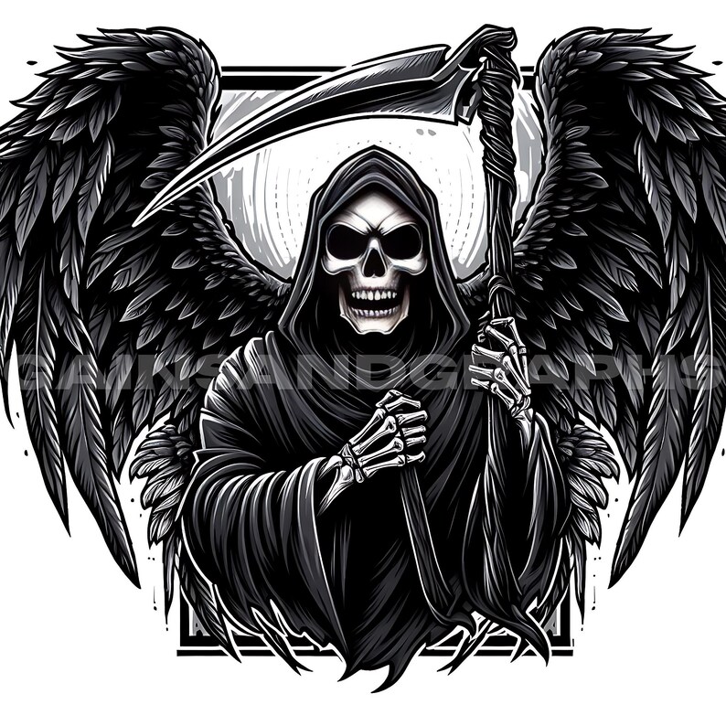 Ghostface Grim Reaper PNG Set: Halloween Angel Clipart (digital ...