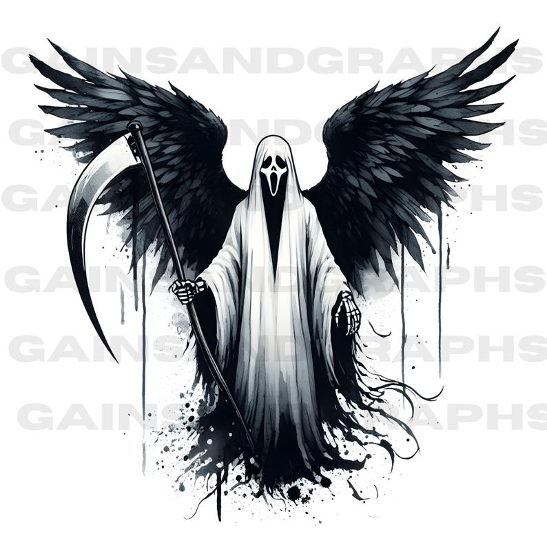 Ghostface Grim Reaper PNG Set: Halloween Angel Clipart (digital ...