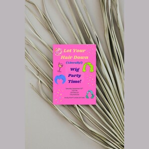 Editable Wig Party Invitation: Costume Birthday, Girls Night (5x7in ...