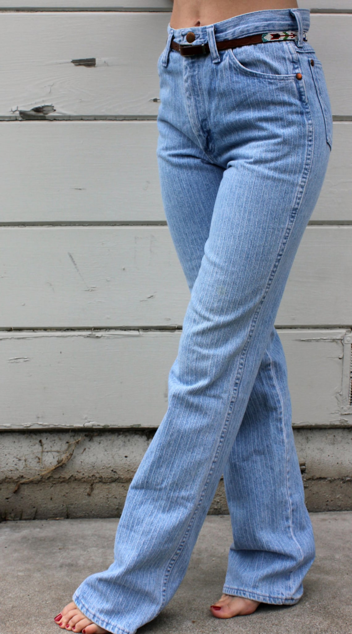 80s JEANS WRANGLER high waist denim straight leg light wash | Etsy