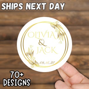 Personalised Wedding Stickers, Custom Names and Date, Waterproof Seals ...