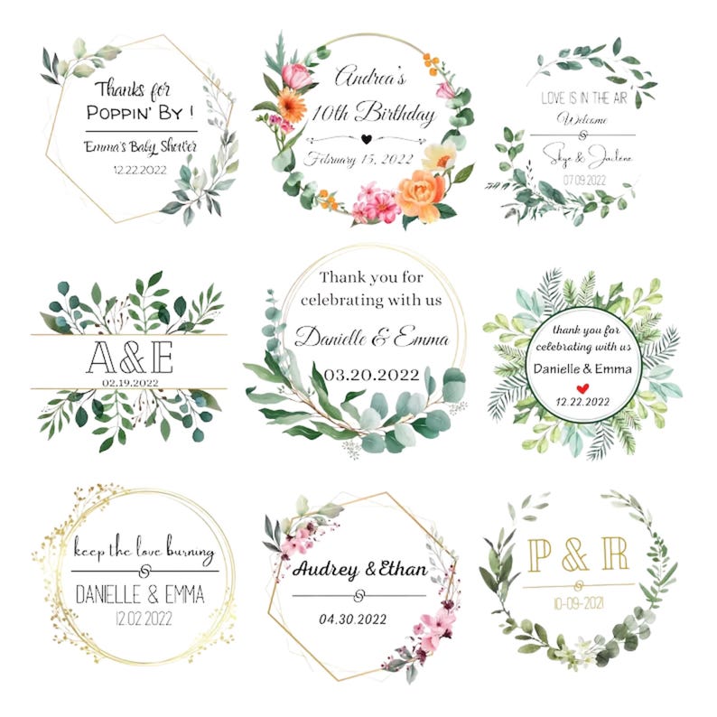 Personalised Wedding Stickers, Dusty Blue Floral Thank You Favours - Etsy