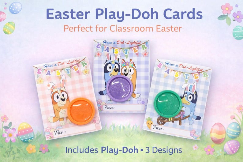 Easter Play Doh Card ,easter Classroom Favors for Kids,play Doh Easter ...