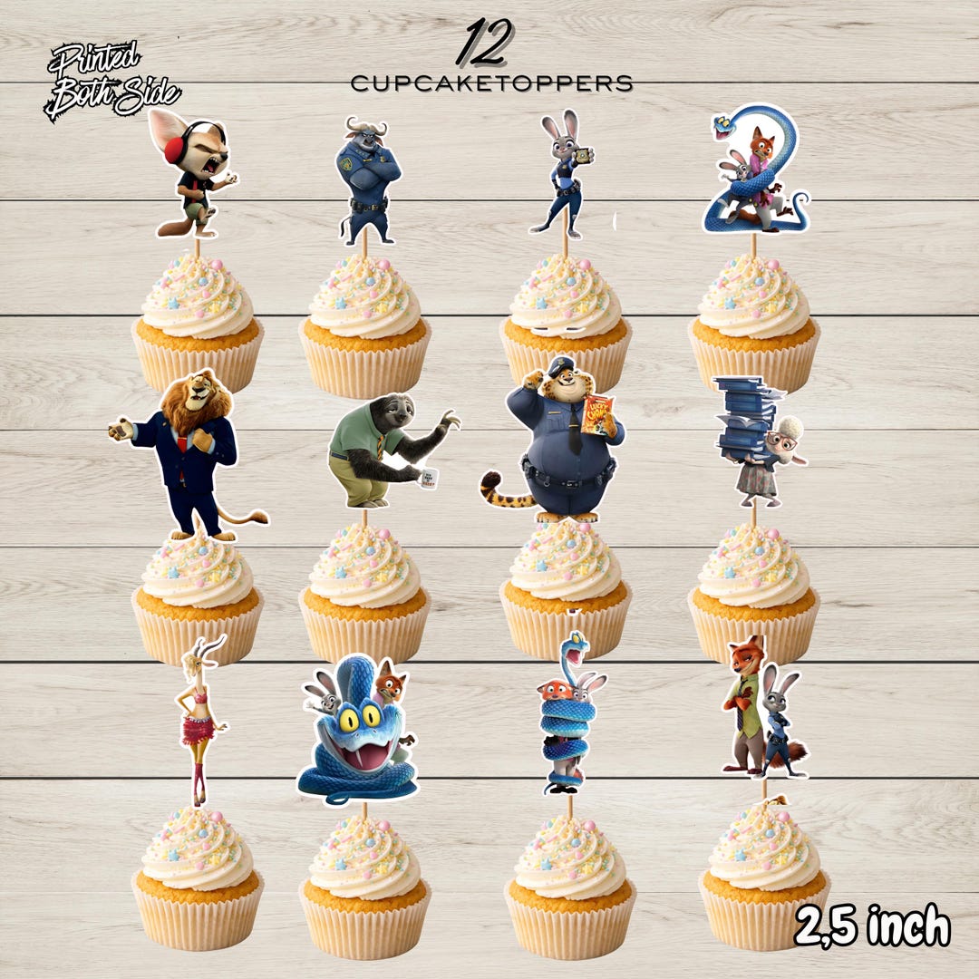 Zootopia Cupcake Toppers 12pcs–zootopia Birthday Party Decorations–judy ...