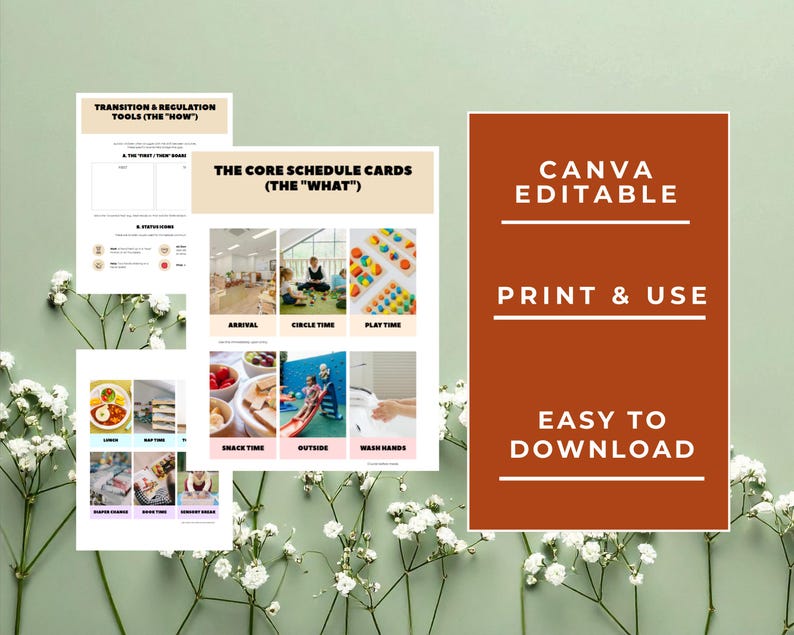 Visual Schedule Cards: Daycare Routine - Editable Canva Template - Etsy
