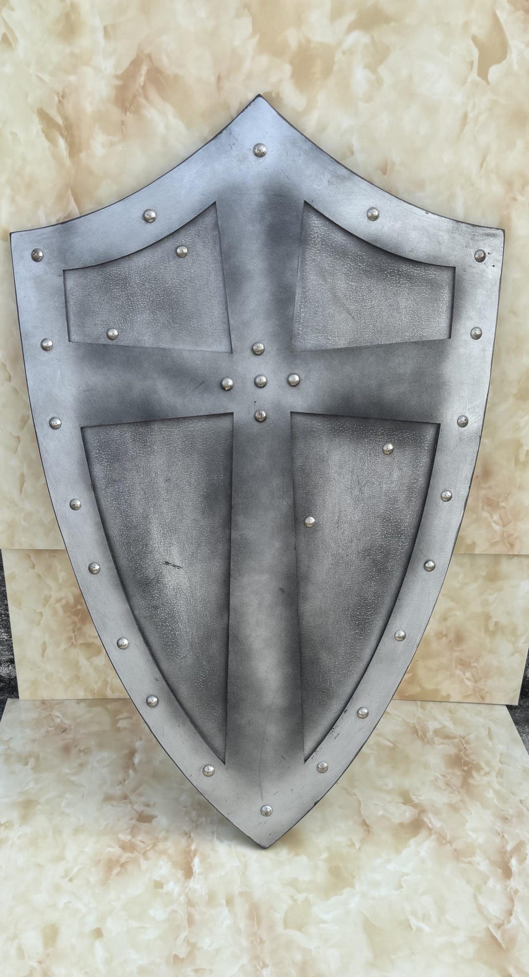 Medieval Knight Shield | Crusader Cross, Steel & Wood Armor Prop - Etsy