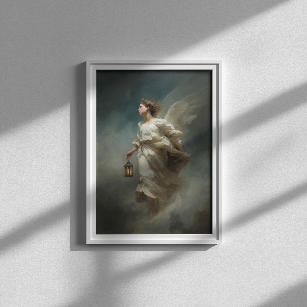 The Lantern Watcher — Angel Printable Wall Art | Digital Download - Etsy