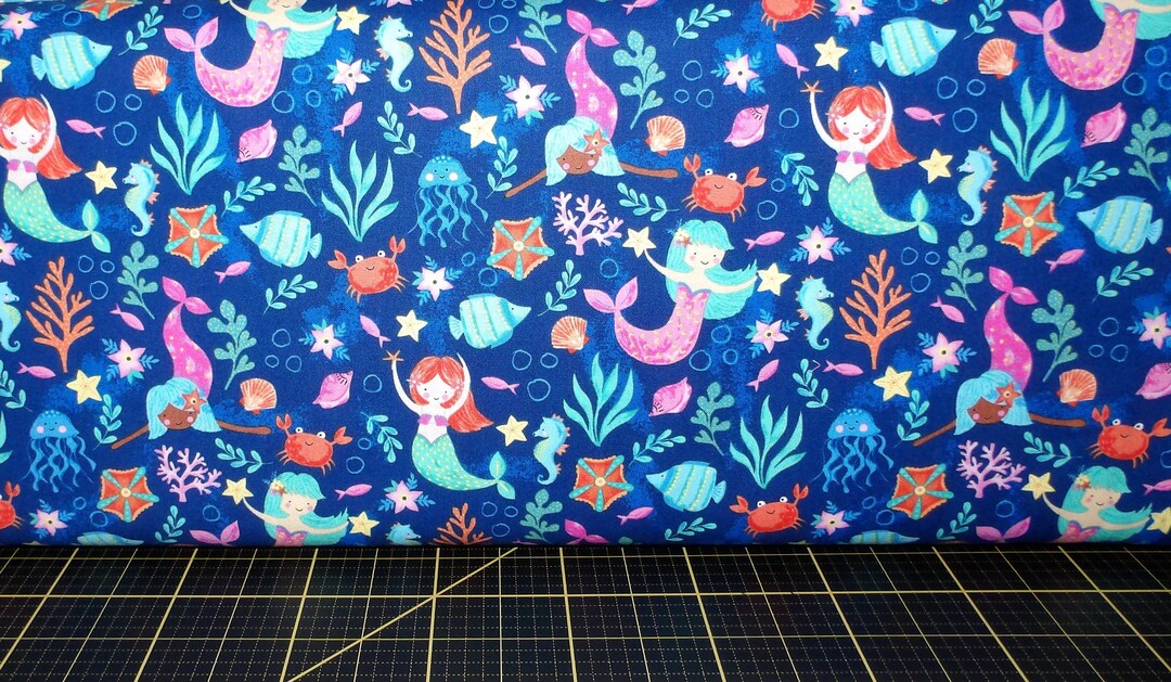 Timeless Treasures. You Are Mer-mazing. Mermaids Under the Sea Blue - Etsy