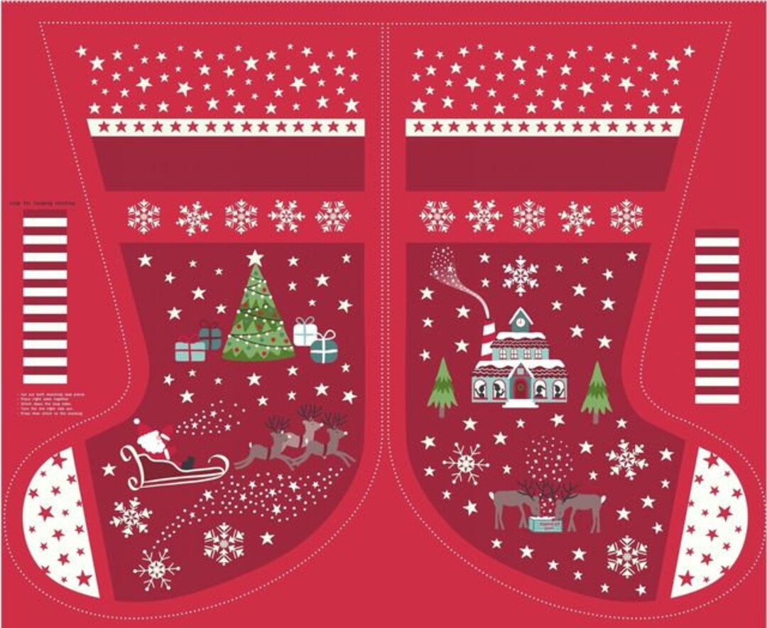 Lewis & Irene. Christmas Glow. Stocking Full Yard Panel Red Glow in the ...