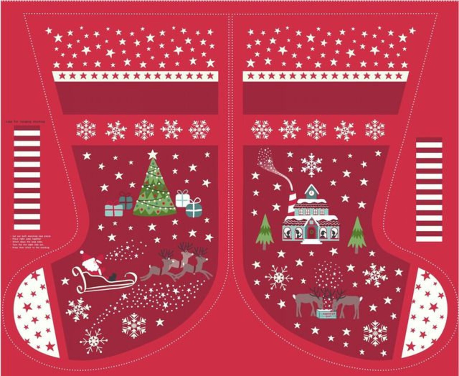 Lewis & Irene. Christmas Glow. Stocking Full Yard Panel Red Glow in the ...