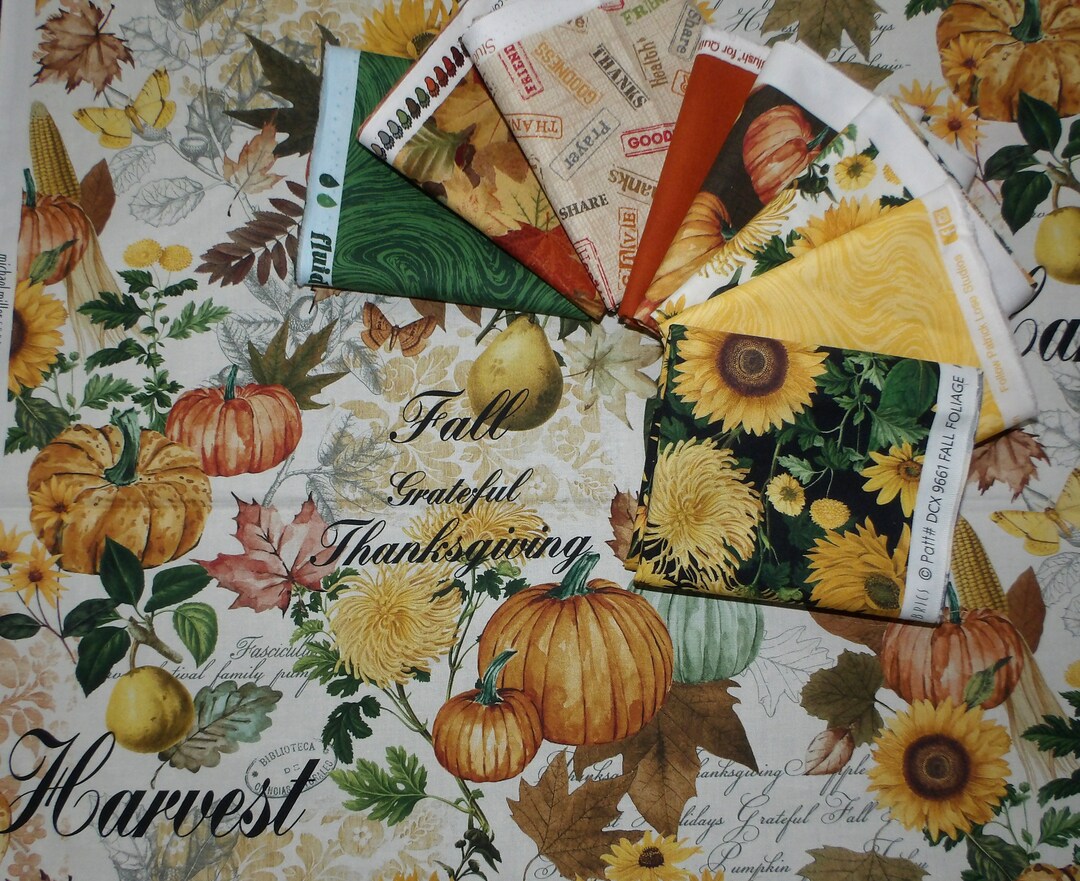Grateful Fall Fat Quarter Bundle 9 Piece Michael Miller Fall Floral ...