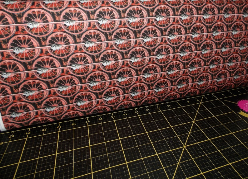 Blank Quilting. on the Right Track. Train Wheels Red - Realistic Train ...