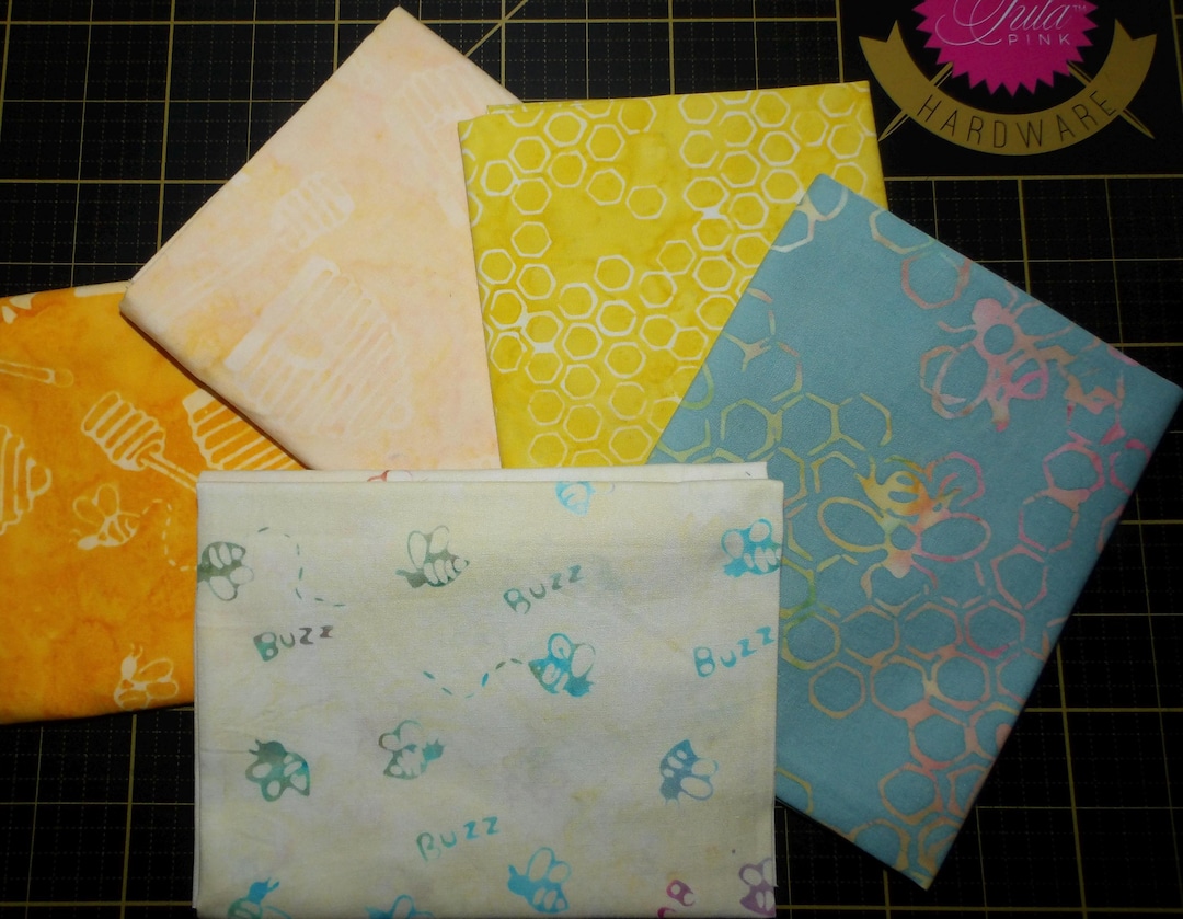 What's the Buzz Fat Quarter Bundle - 5 Piece Anthology Batiks for Windham Fabrics Bumblebee and ...