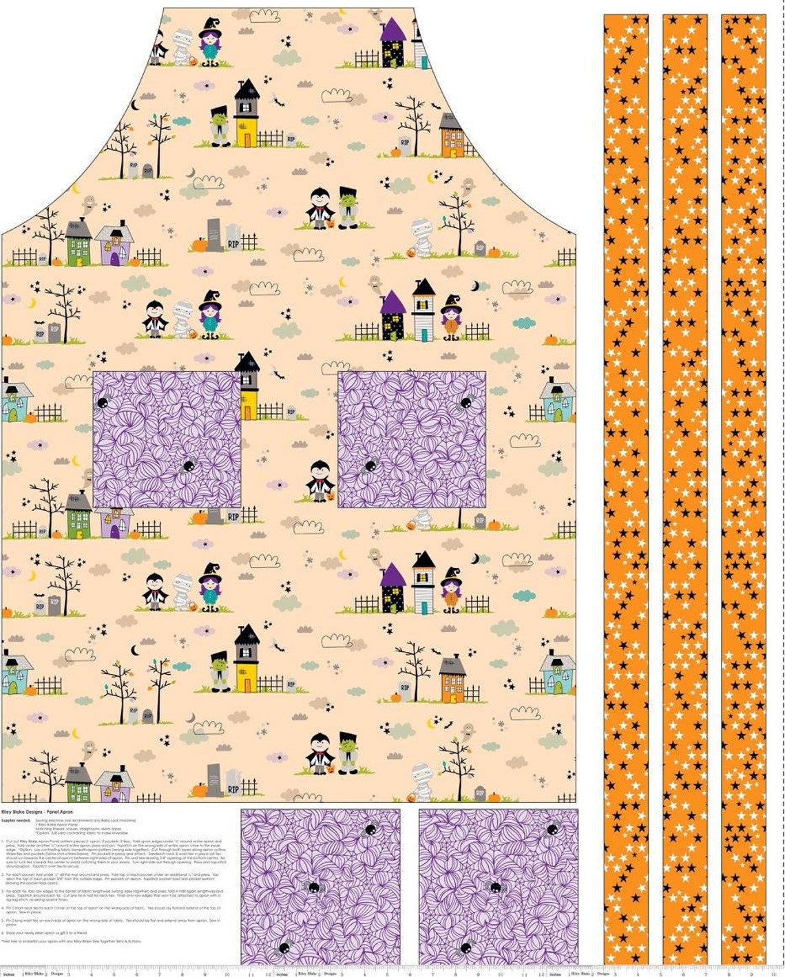 Riley Blake. Halloween Magic Apron Panel Orange Full Yard - Etsy