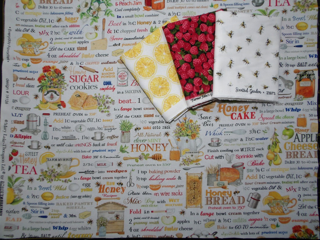 Honey Recipes Fat Quarter Bundle 4 Piece Sugar Cookie and Honey Recipes ...
